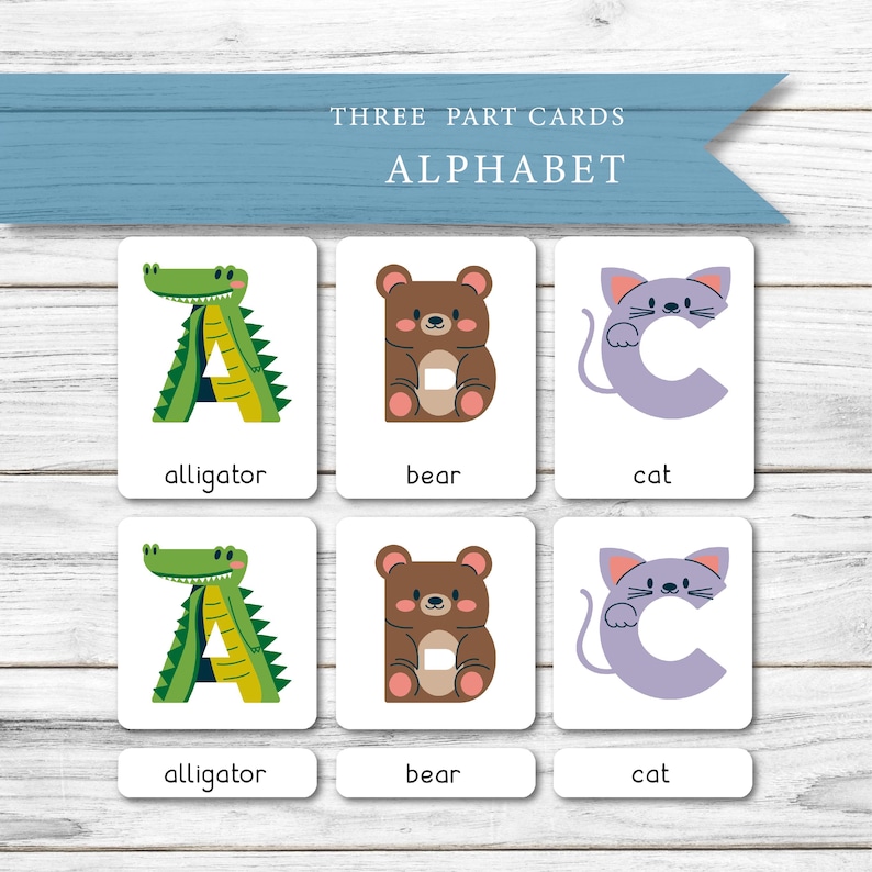 Animal Alphabet Flashcards – Printable A–Z Cards for Nursery, Preschool ...