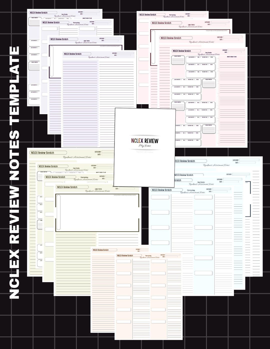 NCLEX Study Note Template: Printable Review Sheets (digital Download ...