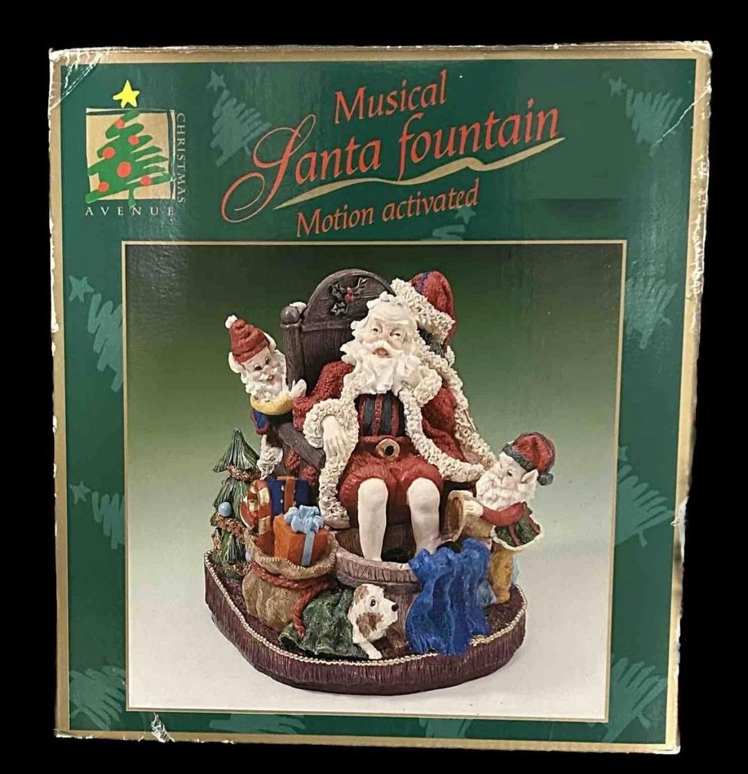 Musical Santa Water Fountain Motion Activated Hand Painted Christmas ...