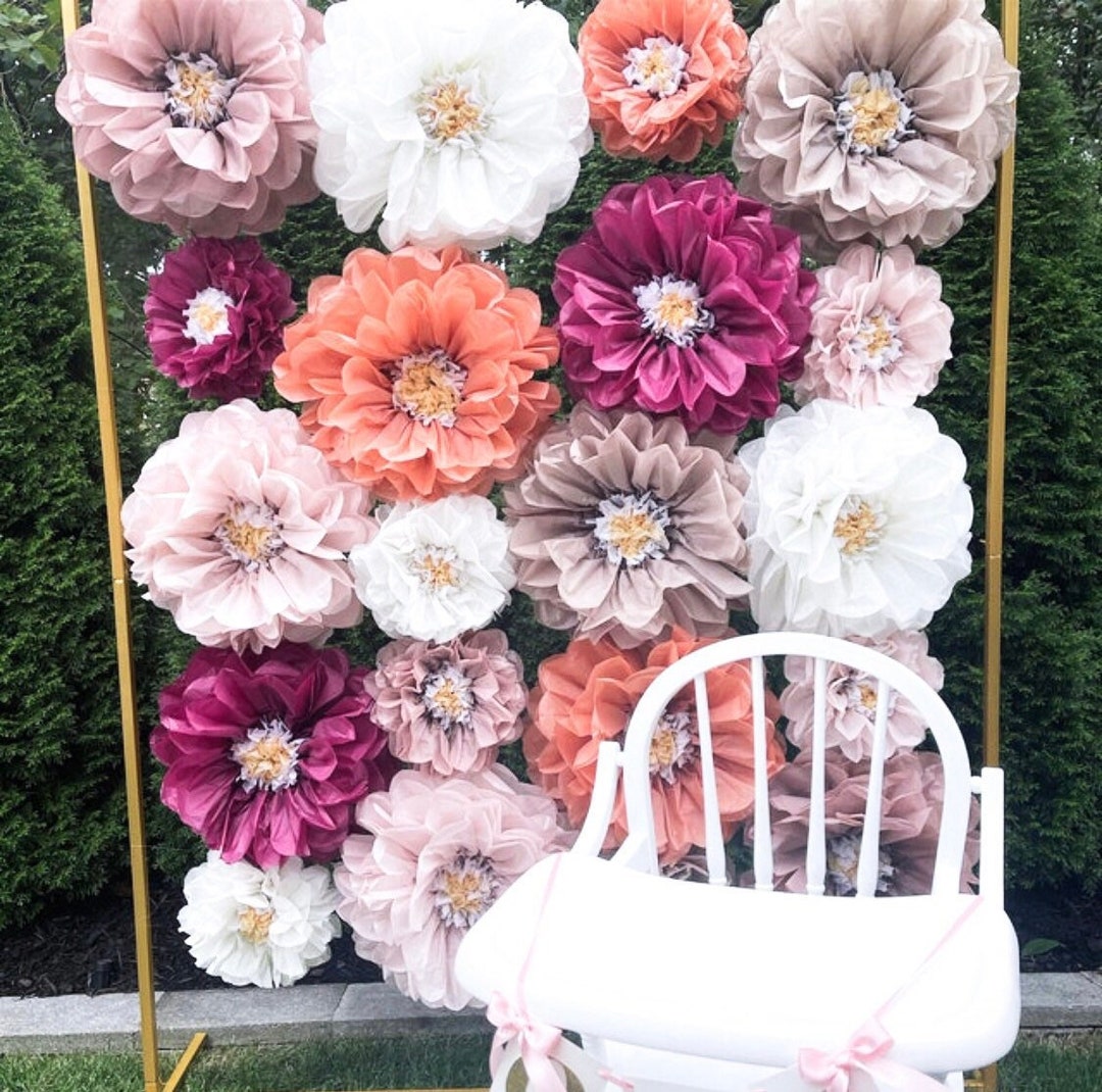 Tissue Paper Flower Backdrop, Baby Shower Decor - Set of 10 - Etsy