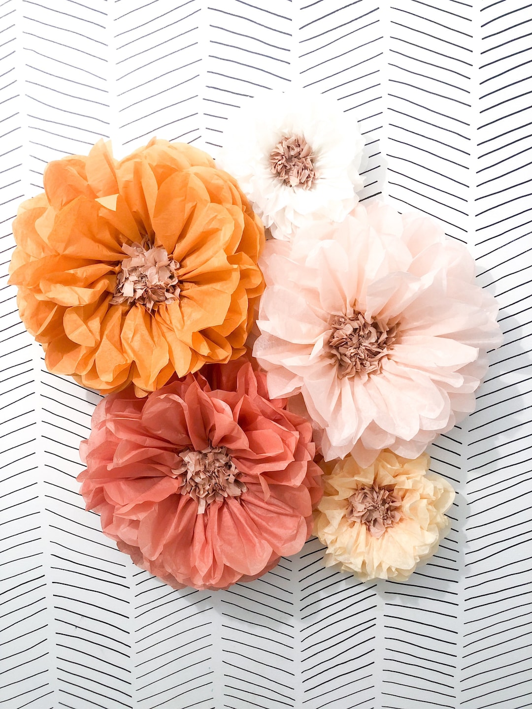 Set of 5 Tissue Paper Flower Wall Decor, Boho Wedding, Party - Etsy