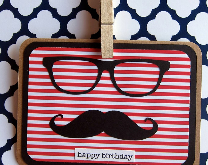 Mustache Happy Birthday Card - Etsy