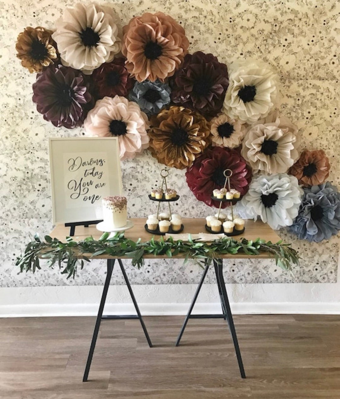 Tissue Paper Flower Backdrop, Fall Colors, Set of 10 - Etsy