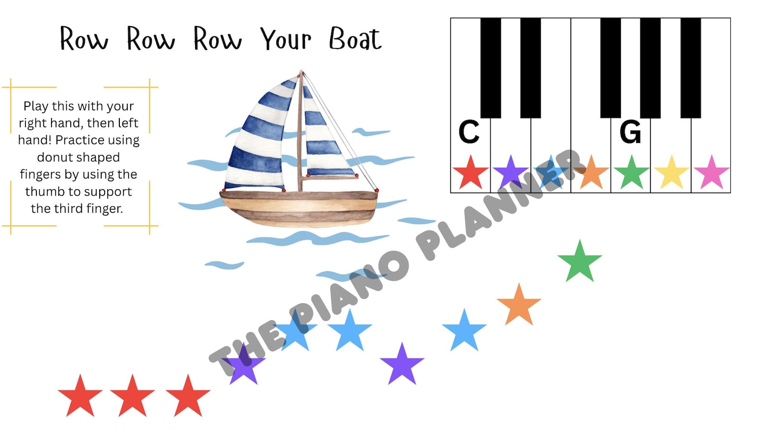 Row, Row, Row Your Boat- Beginner Piano Music - Etsy