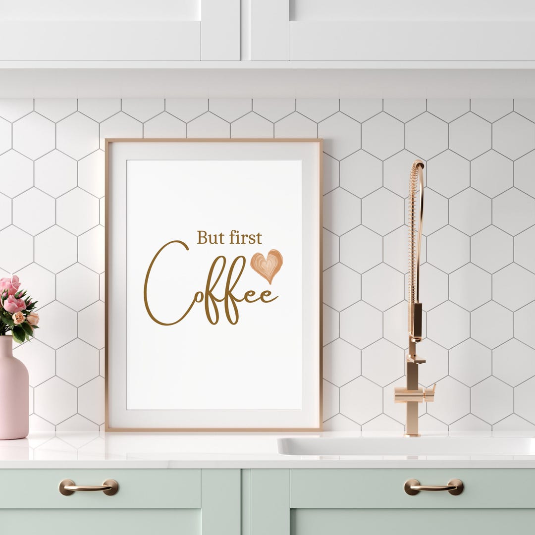 But First Coffee Print, Kitchen Wall Art, Coffee Lover Gift, Minimalist ...