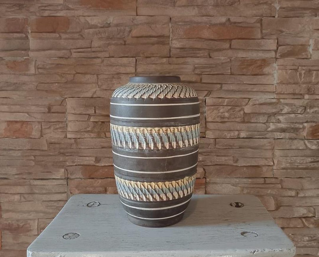 Vintage German Handarbeit Pottery Vase – Handcrafted Ceramic, Mid ...