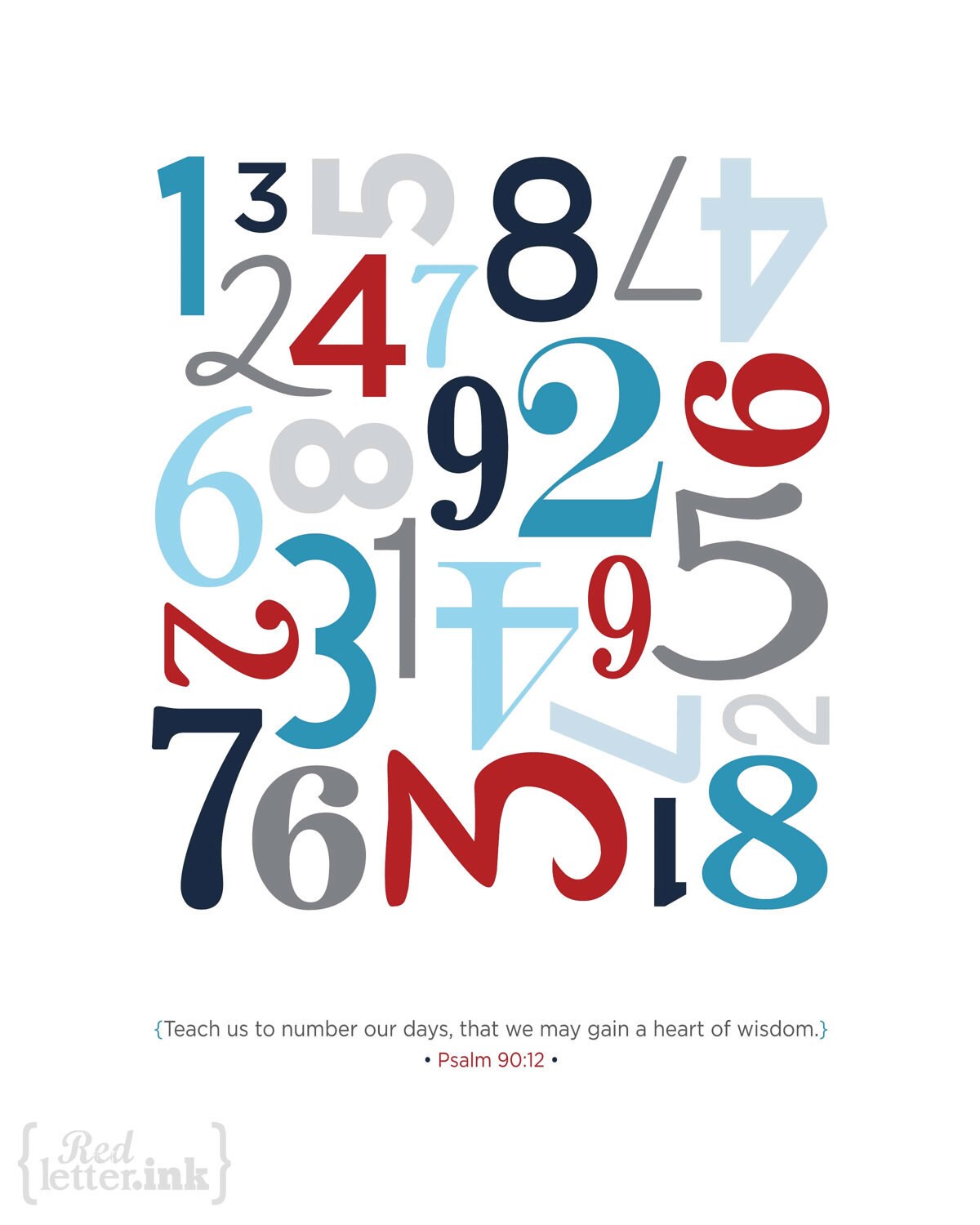 Wall Art Number My Days Psalm 90:12 8 X 10 Print 5 Color Options - Etsy