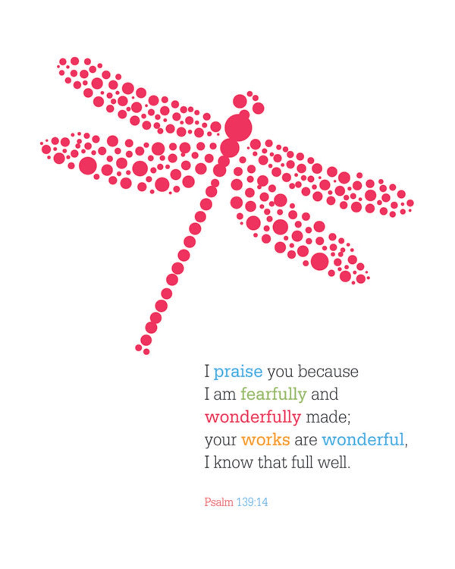 Girl Wall Print (multicolor Text With Dragonfly Embellishment) Psalm ...