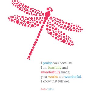 Girl Wall Print (multicolor Text With Dragonfly Embellishment) Psalm ...