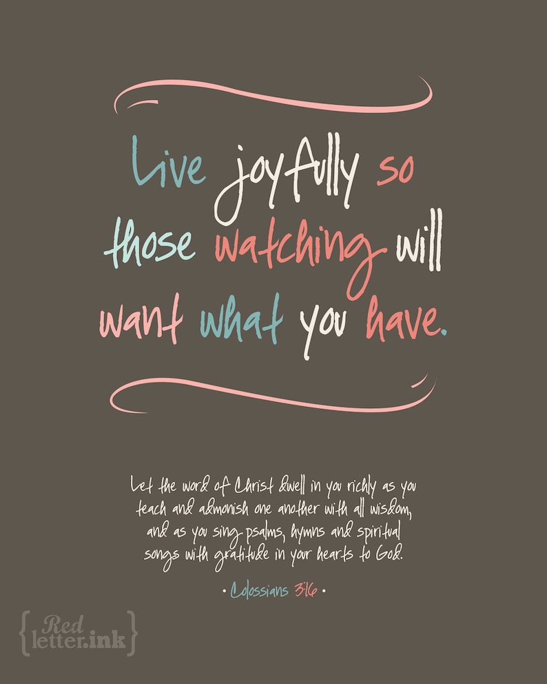 Wall Art (lifeprints) - Live Joyfully (chocolate, Teal, Pink, Creme ...