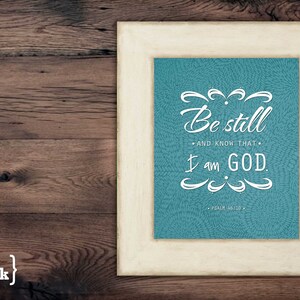Wall Art Be Still and Know teal & White Psalm 46:10 8 X | Etsy