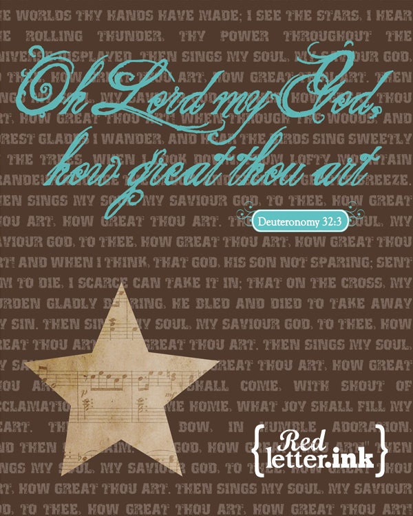 Wall Art (hymn Lyrics) - Oh Lord My God How Great Thou Art Deuteronomy ...