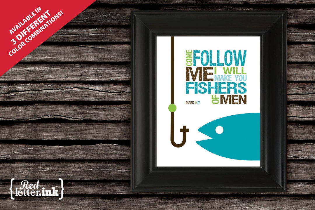 Fishers of Men Wall Art (3 Color Combinations) Mark 1:17 - 8 X 10 Print ...