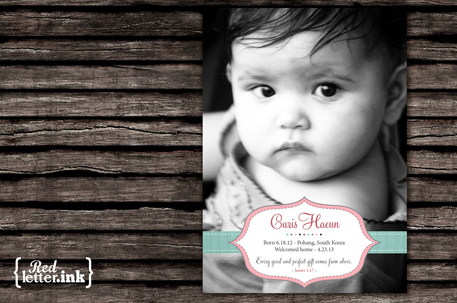 Photograph Digital Adoption Announcement Card - Customizable With ...