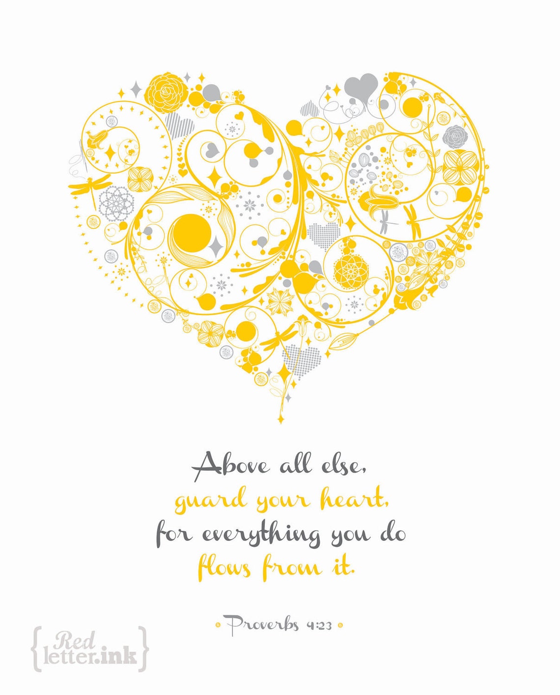 Wall Art Guard Your Heart 3 Colors Available Proverbs 4:23 8 X 10 Print ...