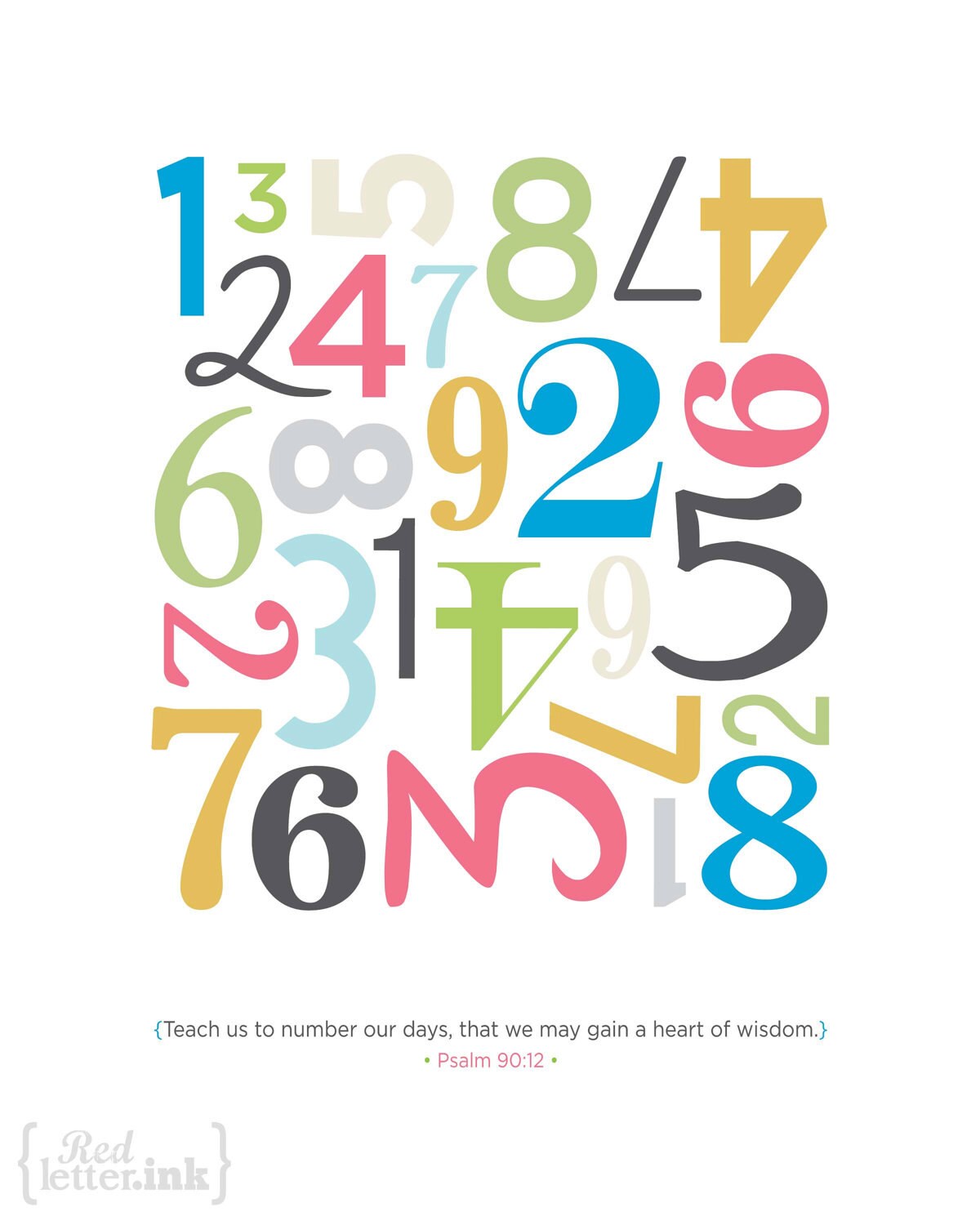 Wall Art Number My Days Psalm 90:12 8 X 10 Print 5 Color Options - Etsy