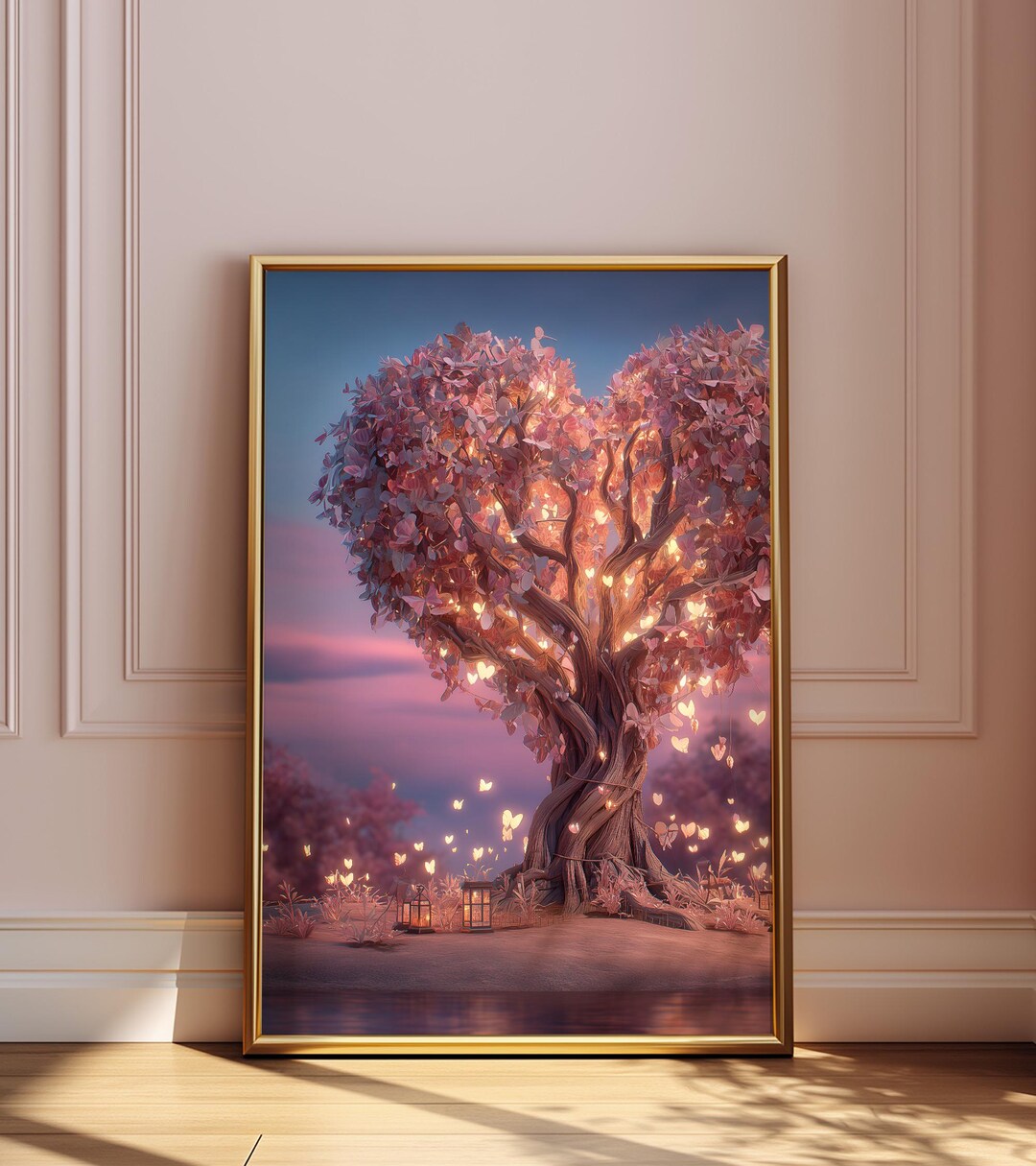 Love Tree Wall Art: Kawaii Poster, Whimsical Print, Pink Dorm, Pastel ...