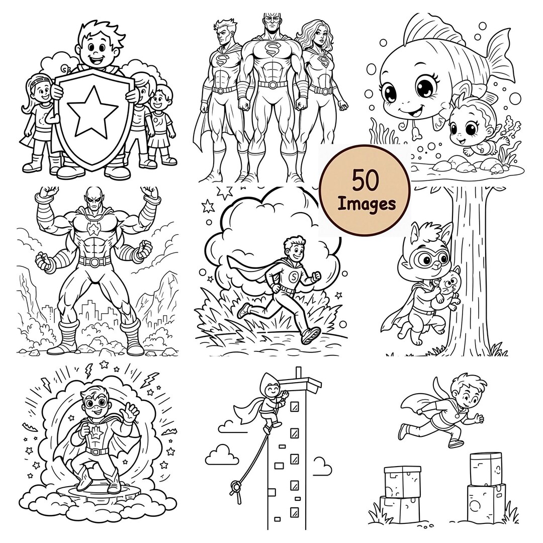 Superhero Action Coloring Activity Book Boys 5-7 - Etsy