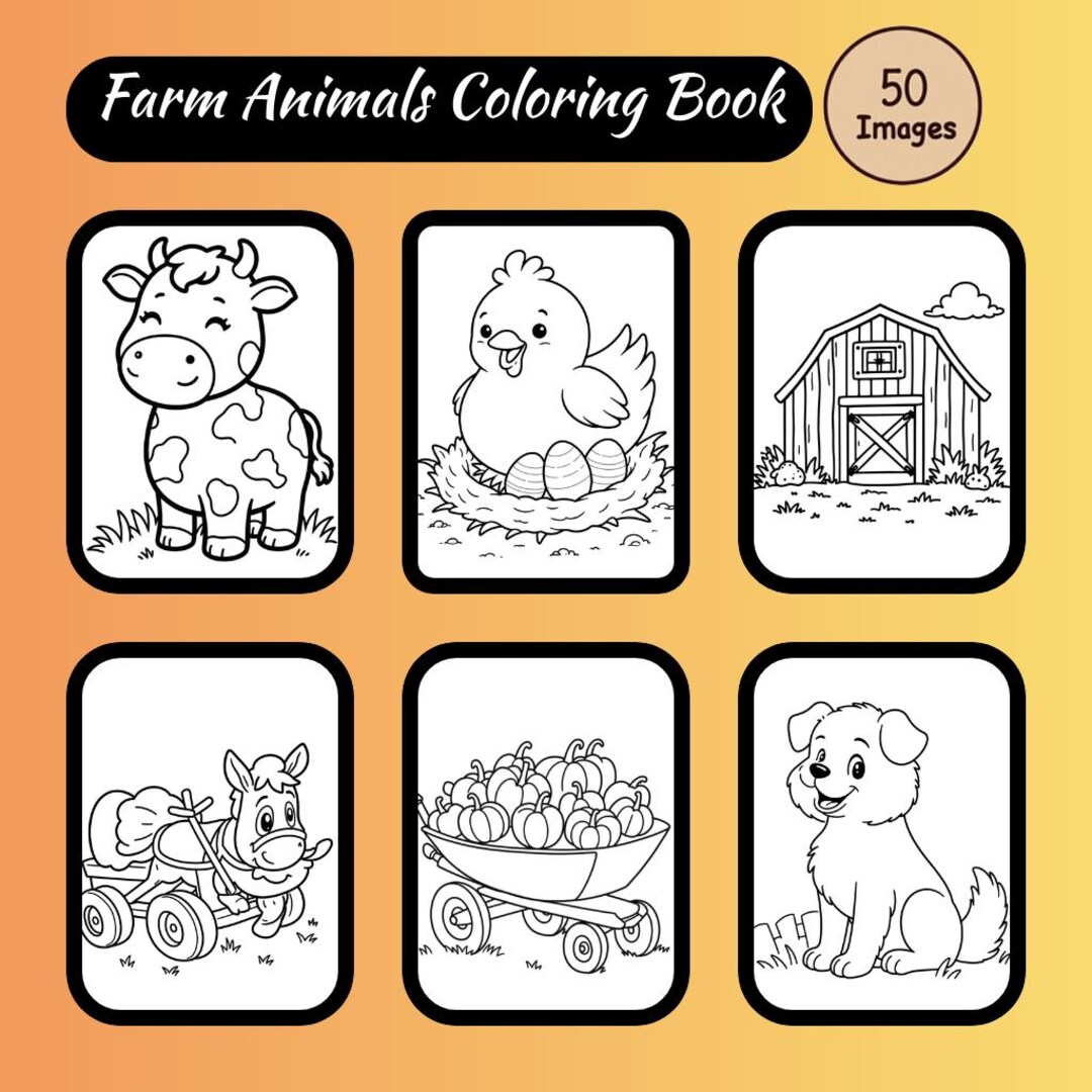 Farm Animals Coloring Activity Book for Kids 2-4 - Etsy