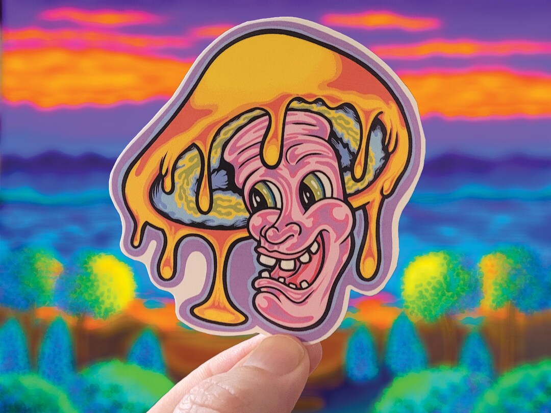 Trippy Drippy Shroom Guy: Psychedelic Mushroom Sticker - Etsy