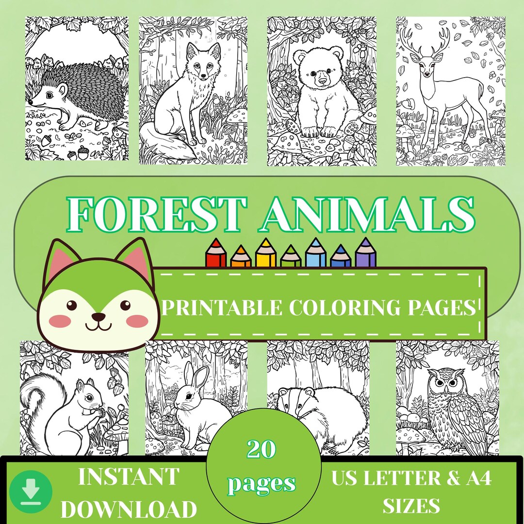 Forest Animals Coloring Pages – 20 Cute Woodland Creatures (printable ...