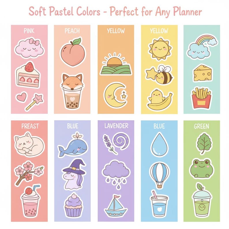 Kawaii Digital Planner Stickers: Pastel Notepads, Goodnotes PNG ...