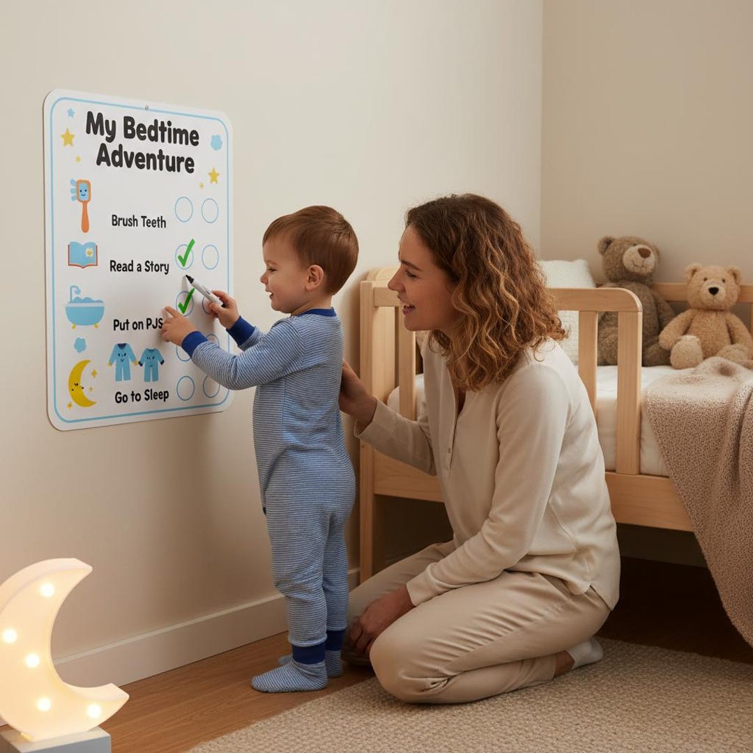Toddler Bedtime Routine Chart Bundle: Visual Kids Checklist (instant ...