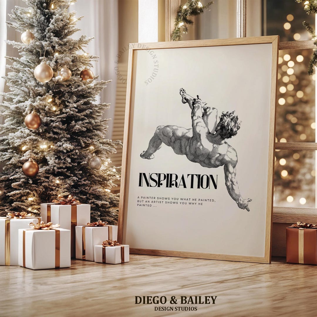 Inspirational Statue Figure Print – Modern Monochrome Art (digital ...