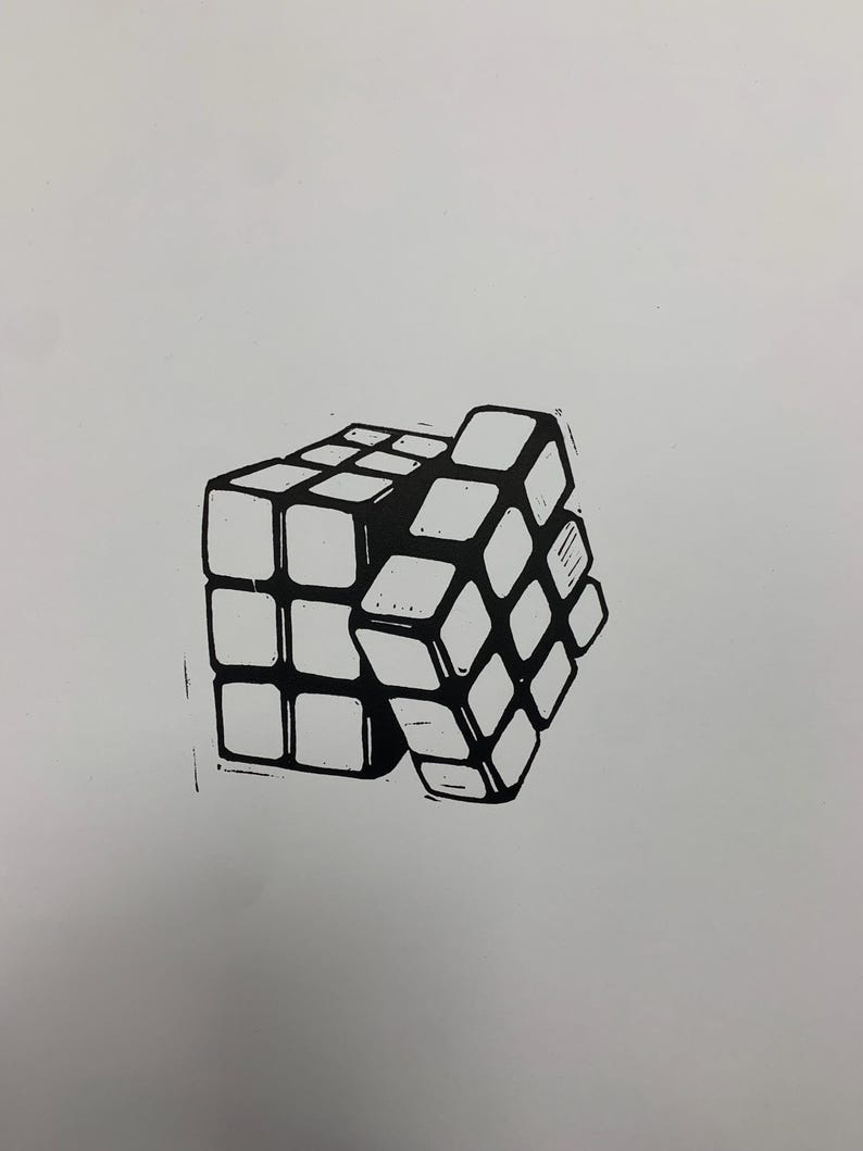 Hand-printed Rubik’s Cube Linocut – Limited Edition - Etsy