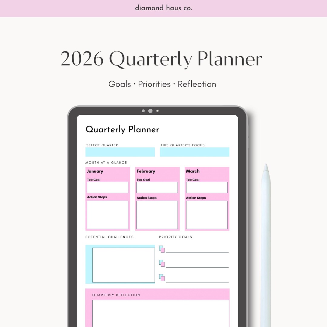 2026 Quarterly Planner PDF | Quarterly Goal Planner | Minimal Printable ...