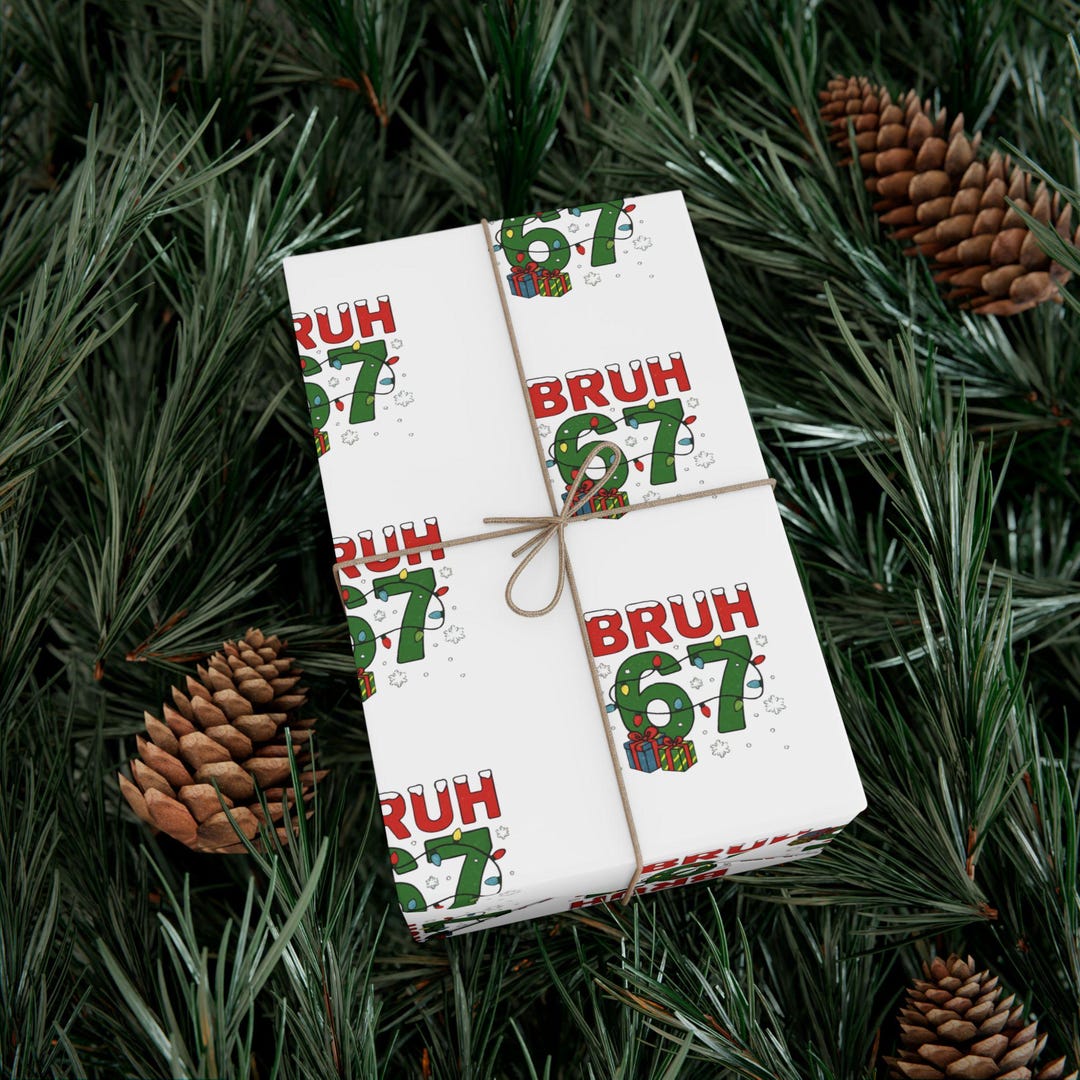 Bruh 67 Pattern Gift Wrap Paper | Christmas Red Green Number Holiday ...