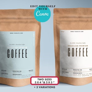Editable Modern Brazil Coffee Bag Label Template, Printable Luxury ...