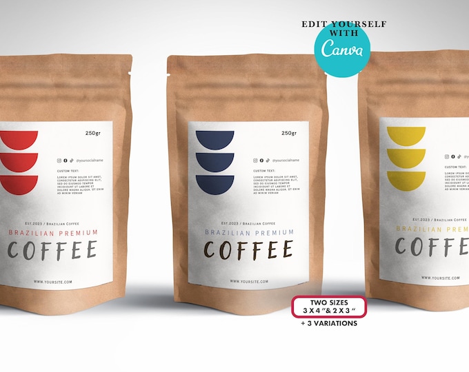 Coffee Bean Coffee Bag Label Roasted Coffee Labels Labels for Coffee ...