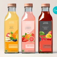 Printable Juice Branding Kit Bundle.bottle Labels Template for Juicing ...