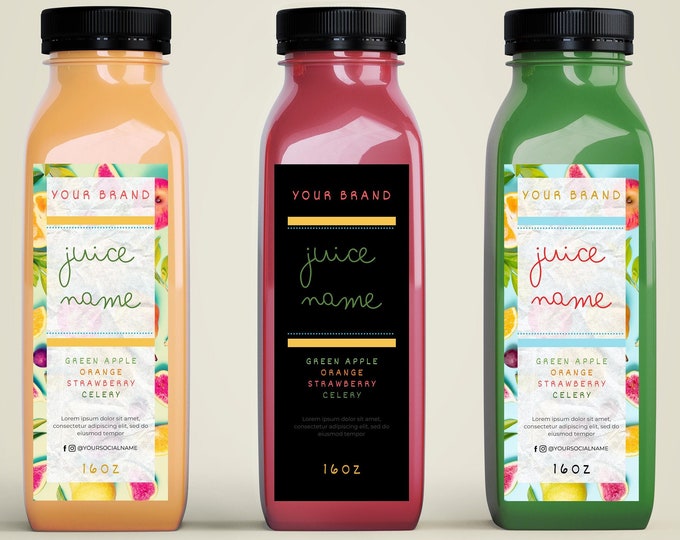Editable Juice Bottle Label Template: Canva Design, Modern & Minimalist ...