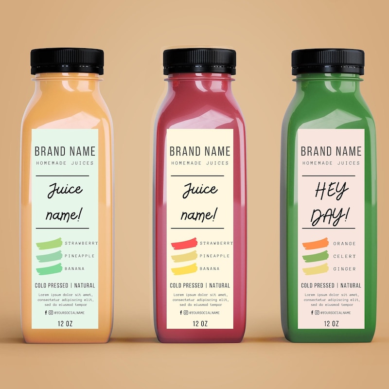 Juice Bottle Labels - Etsy