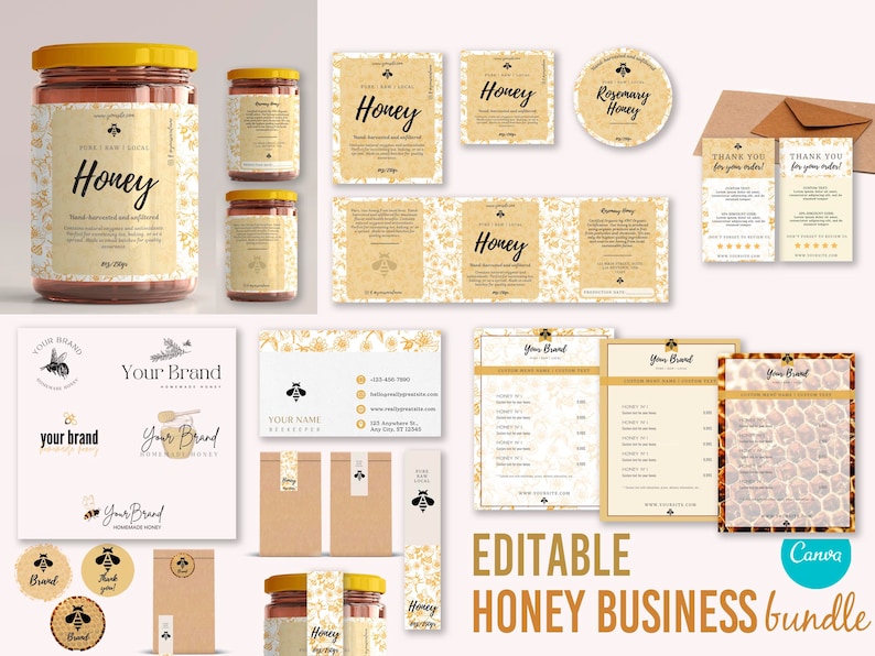 Edit Yourself Canva Template for a Honey and Beekeeping Business.diy ...
