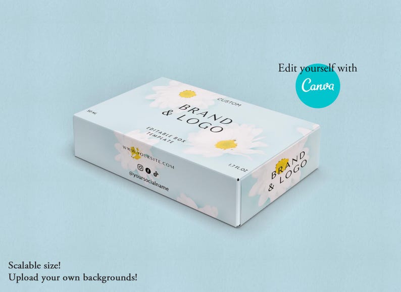 Editable Canva Rectangular Product Box Template,custom Mailer Packaging ...