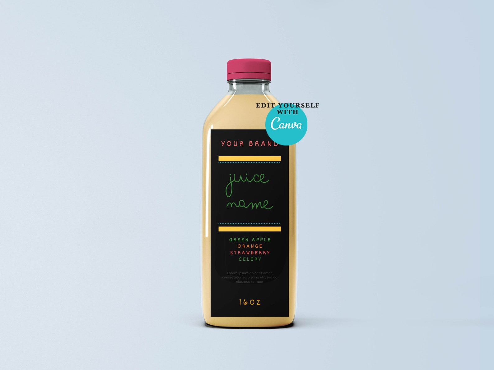 Editable Juice Bottle Label Template,pressed Juice Labels Template ...