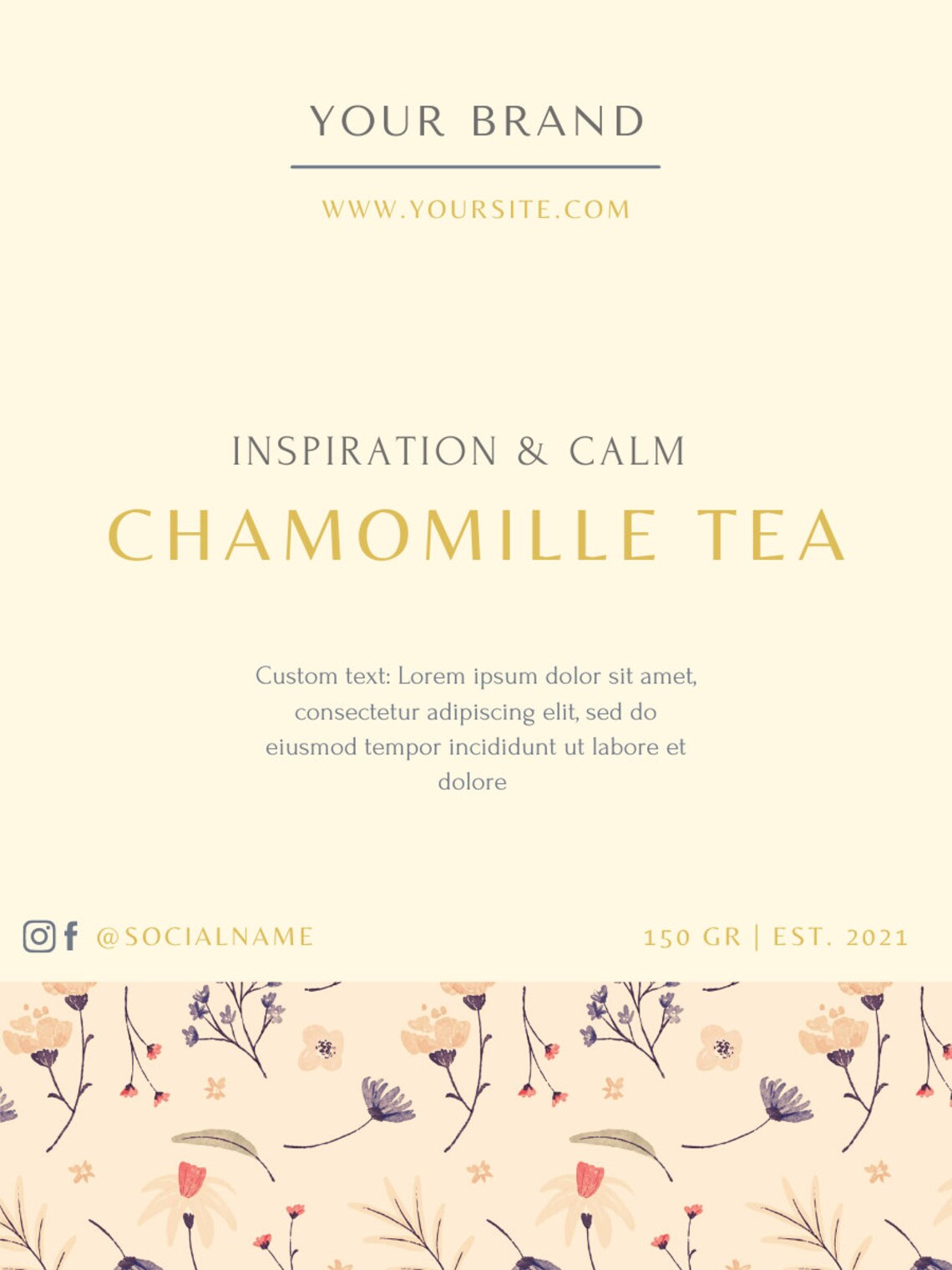Editable Tea Label Template for Pouch or Tea Bags.customized Herbal ...