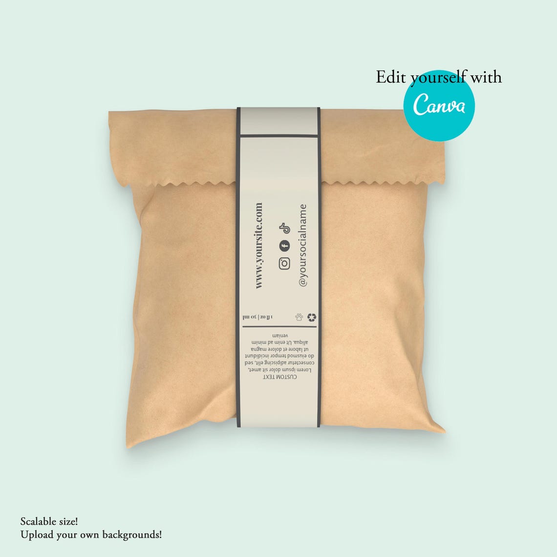 Editable Wrap Sleeve Label Template for Clothing & Bags,custom Belly ...