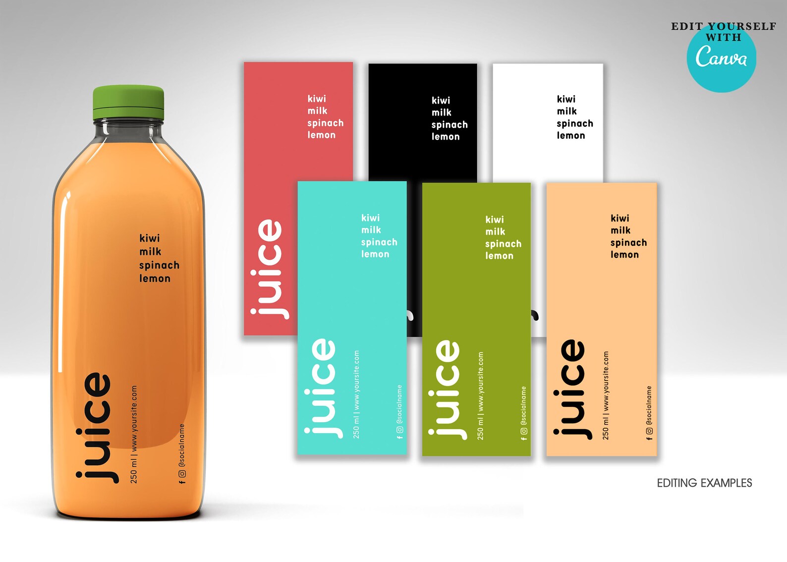 Printable Transparent Fresh Juice Labels Templateeditable - Etsy