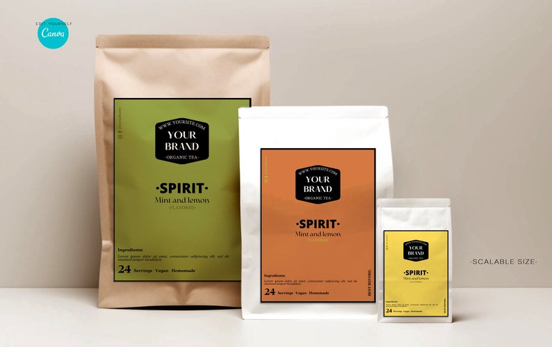 Printable Herbal Tea Blend Label Packaging Design Template Editable for ...