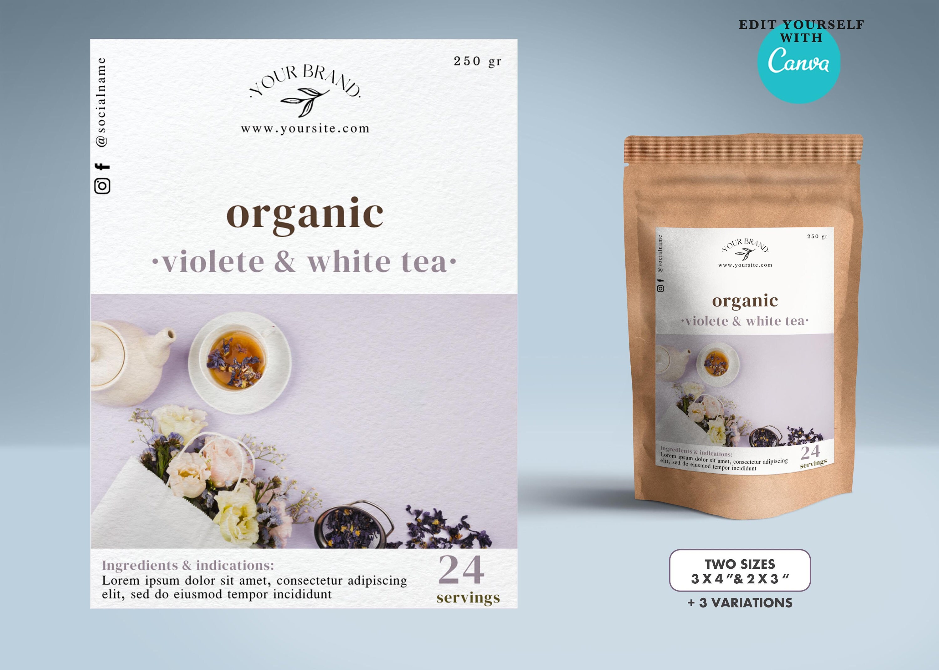 Editable Tea Blend Label Canva Template.printable Label for Herbal Tea ...