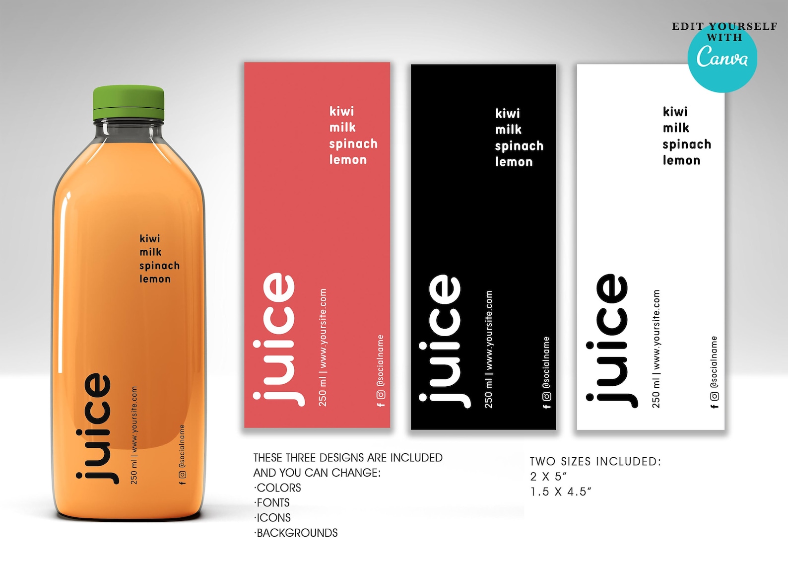 Printable Transparent Fresh Juice Labels Templateeditable - Etsy