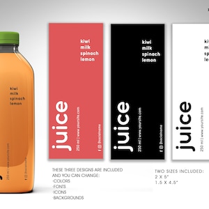 Printable Transparent Fresh Juice Labels Template,editable Canva Juice ...