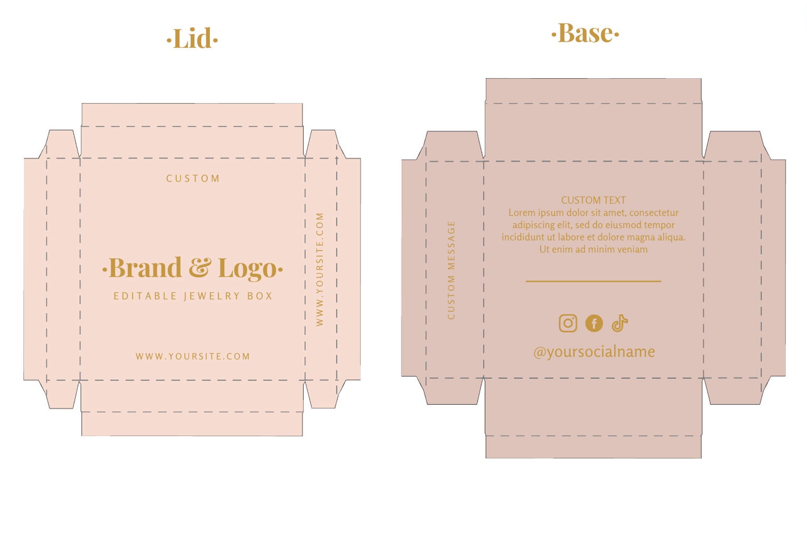 Custom Jewelry Packaging Box and Display Card Canva Template Bundle ...