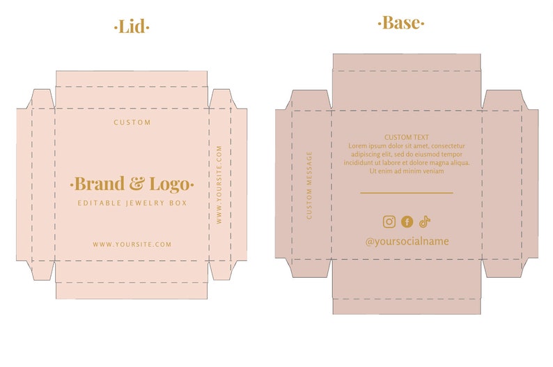 Custom Jewelry Packaging Box and Display Card Canva Template Bundle ...