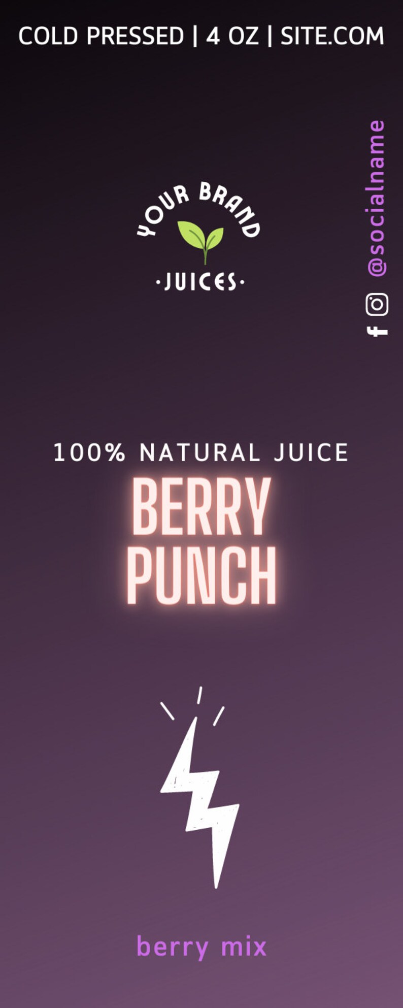 Editable Juice Label in Canva for Square or Round Juice Shot Bottle ...