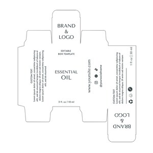 Editable Essential Oil & Cosmetic Packaging Box Canva.custom Oils ...